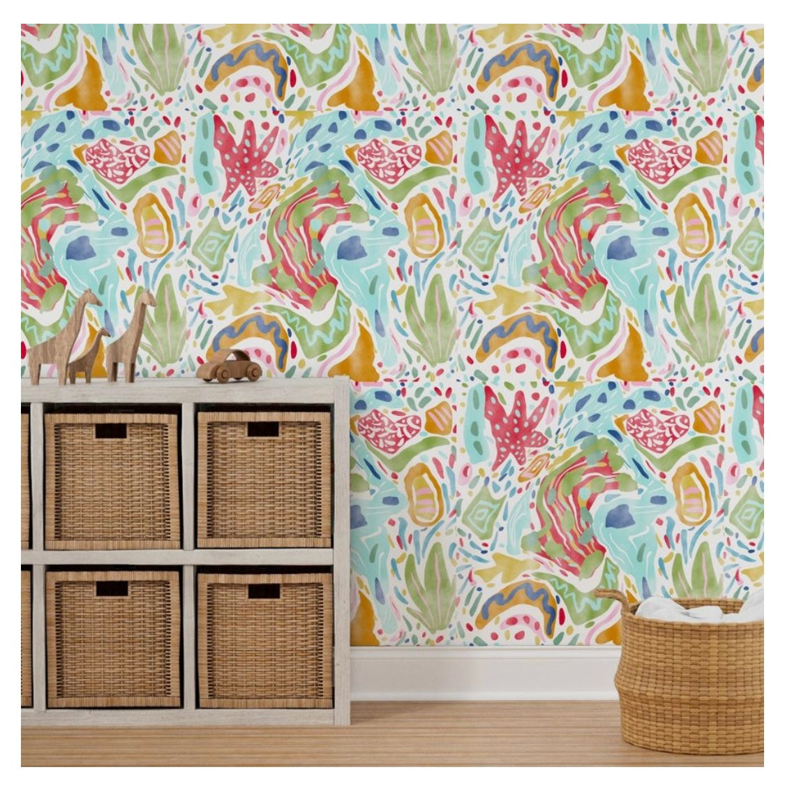 Wallpaper-Seaside Party Washed – Seafoam Studio